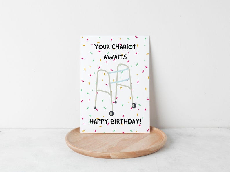 Humorous Happy Birthday Card for Seniors With Unique Walker Theme ...