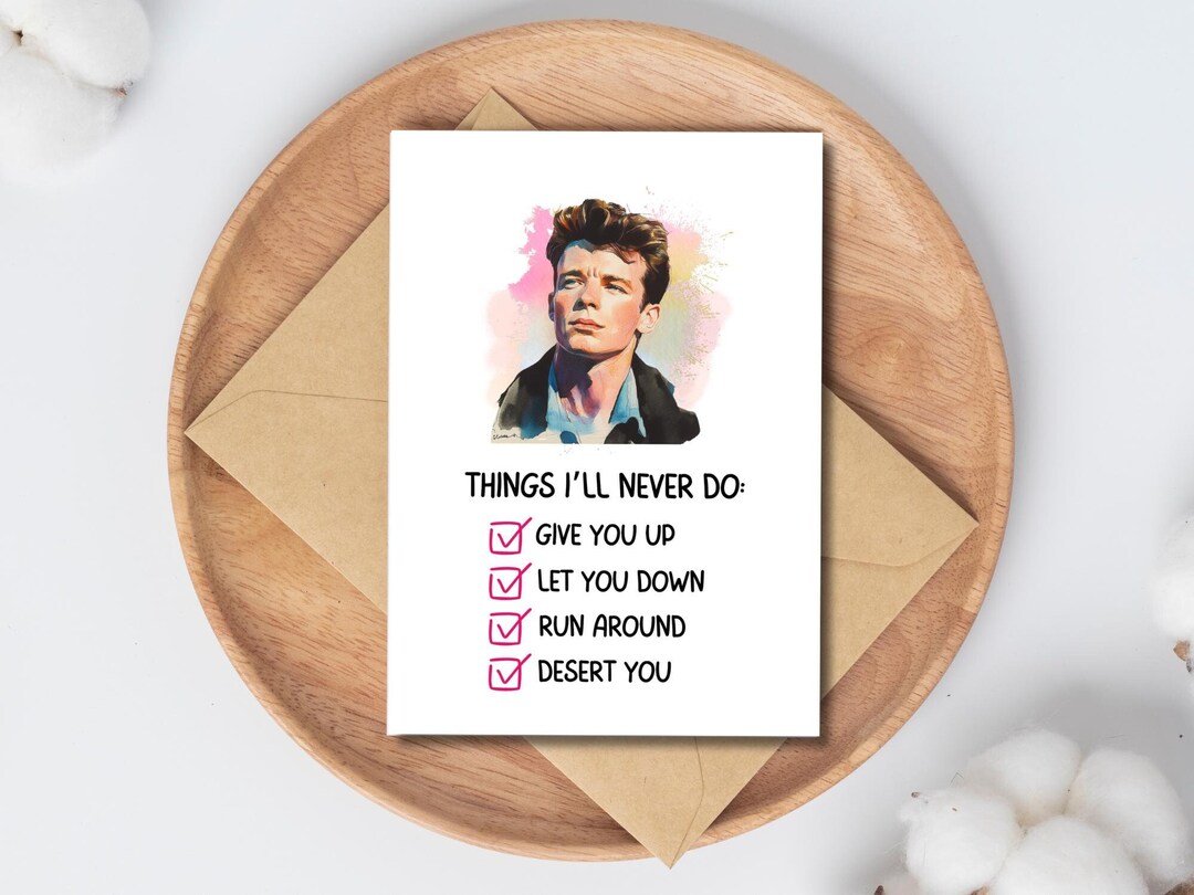Rickroll Rick Astley Scan QR Surprise Funny Birthday Greeting Card for ...