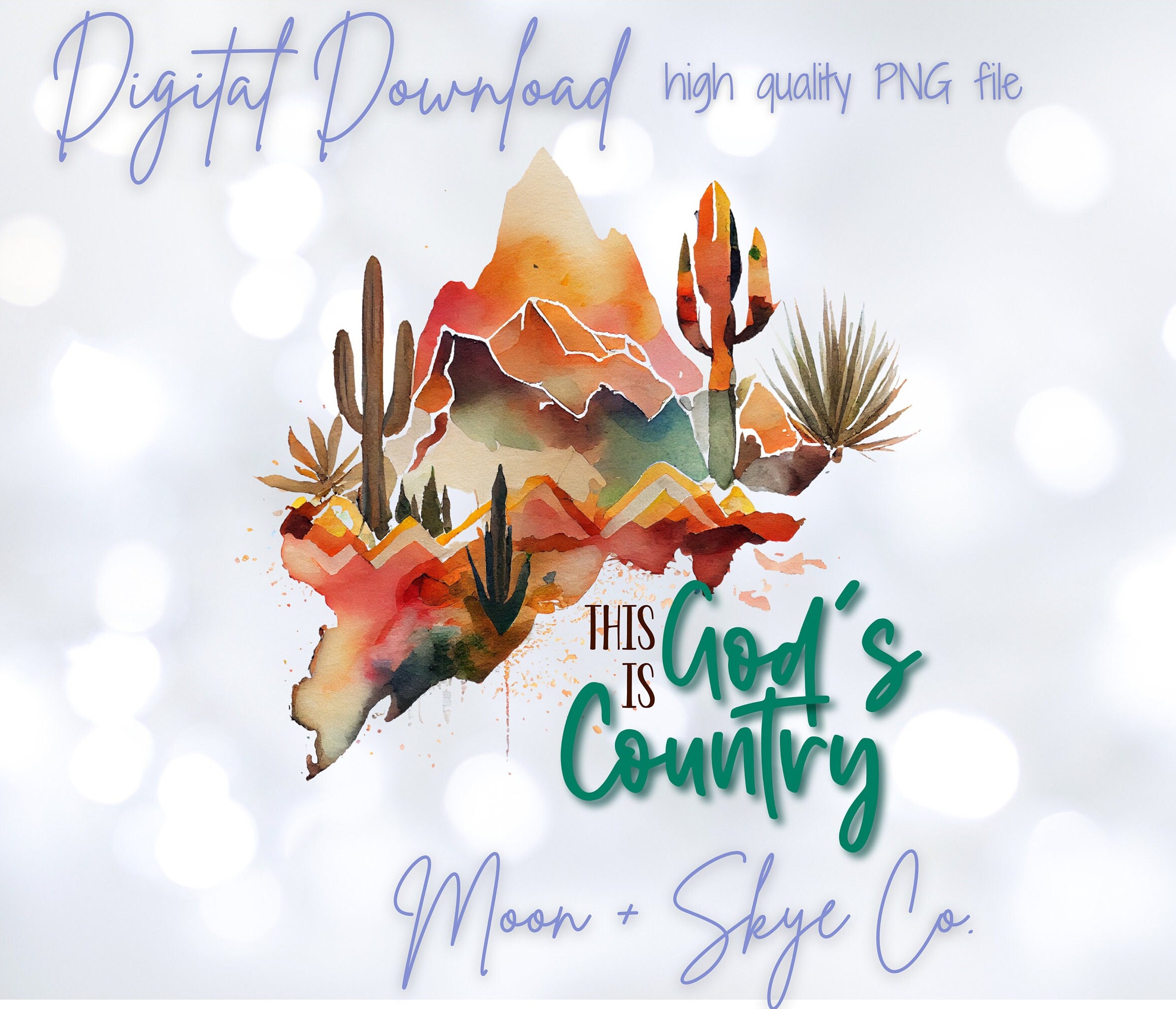 God's Country Western Digital Download | Desert Cactus PNG File - Etsy