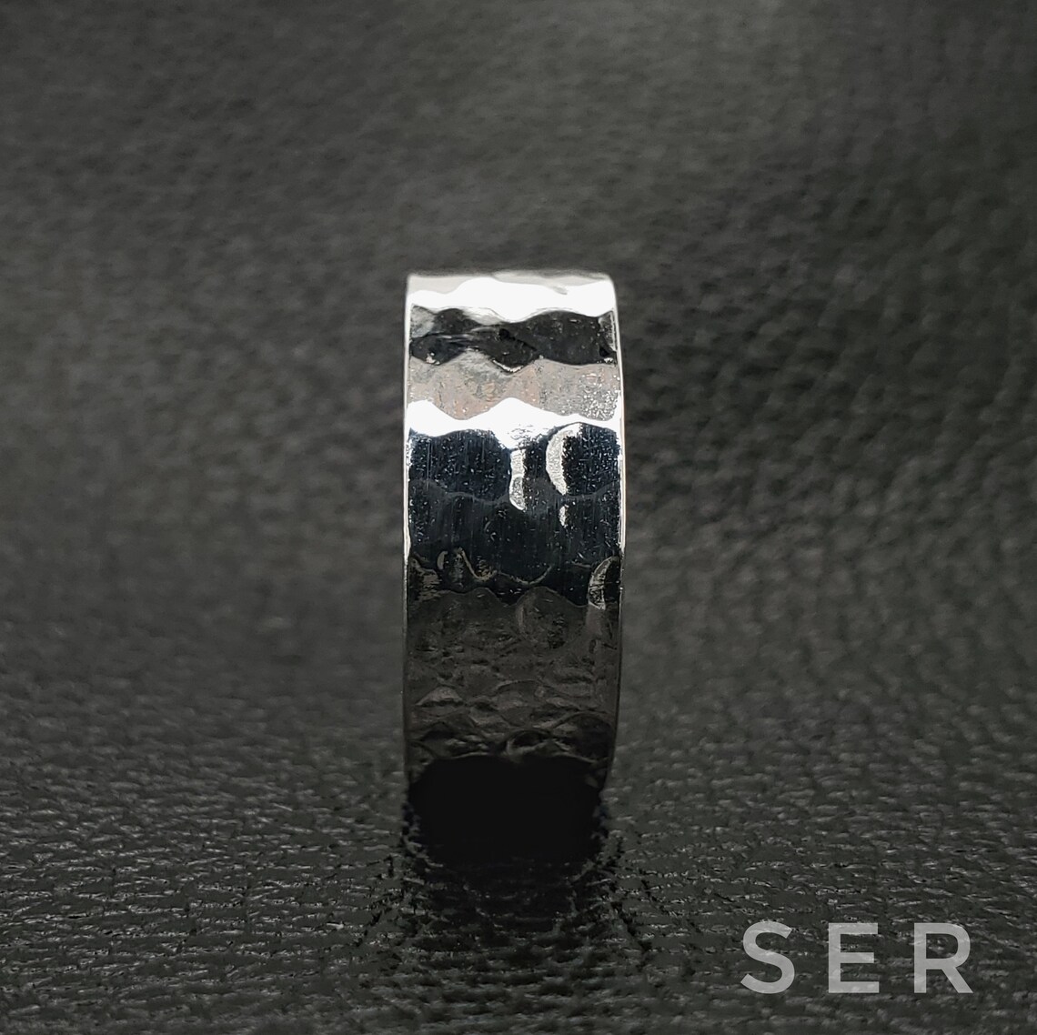 Silver Hammered Ring Sterling Silver Hammered Band 8mm - Etsy