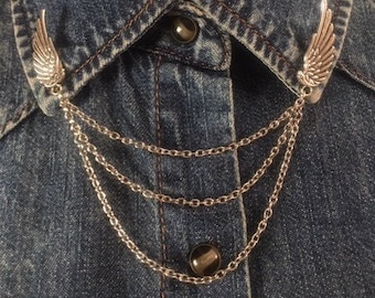 Large Silver Bird Wing Collar Clip Collar Chain - Etsy UK