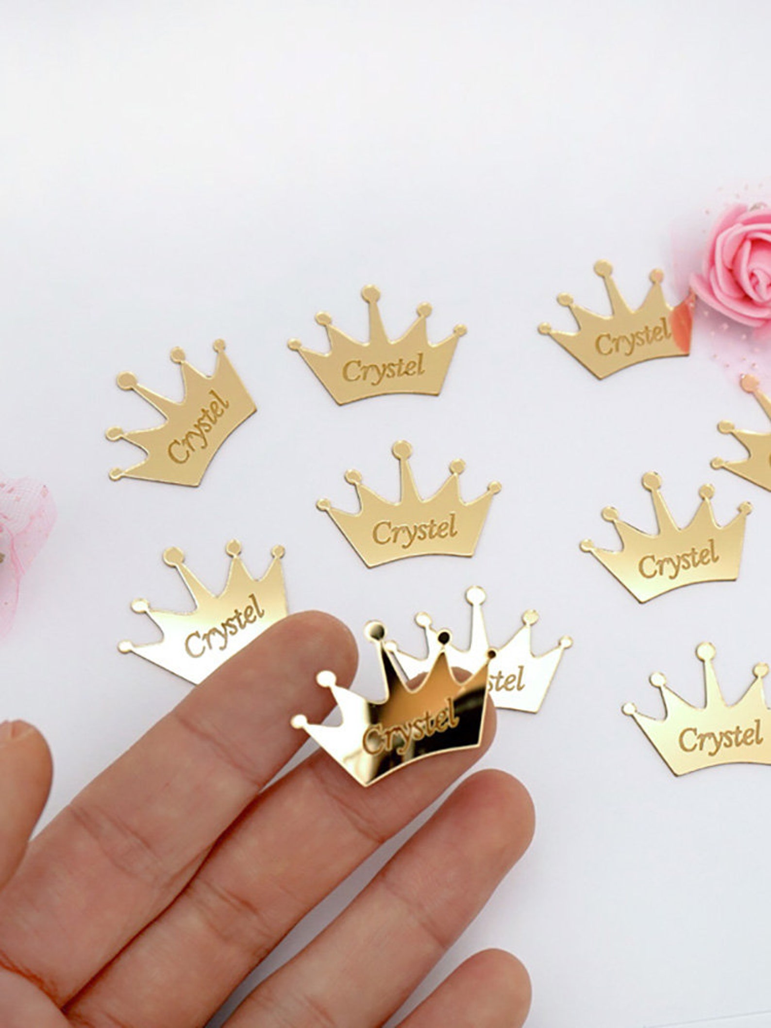 30pcs Small Crown Engrave Name Custom Acrylic Mirror Sticker - Etsy
