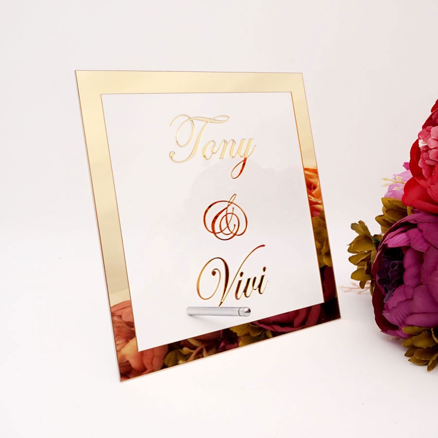 Custom Wedding Bride Name Mirror Frame Acrylic Mirrored | Etsy