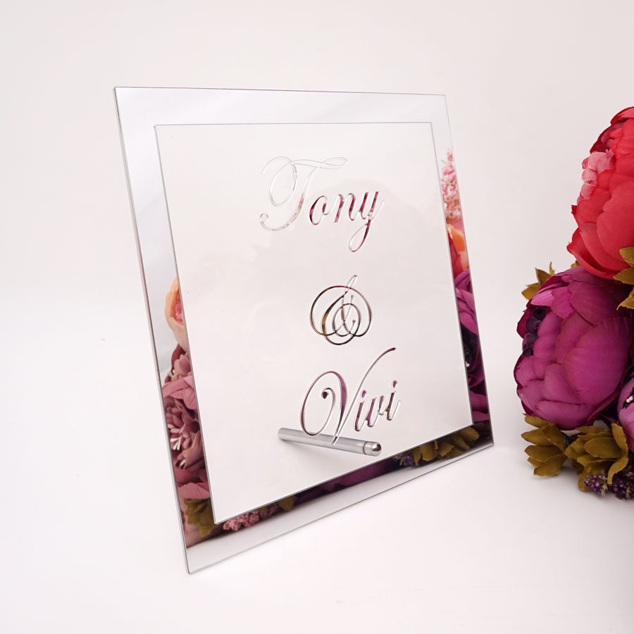 Custom Wedding Bride Name Mirror Frame Acrylic Mirrored | Etsy