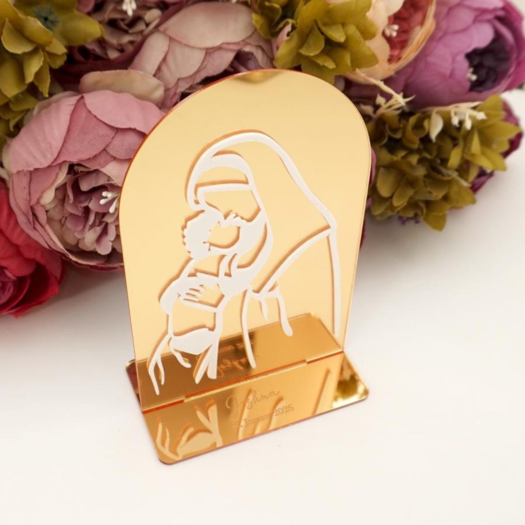 Personalized Acrylic Blessed Virgin Mary Table Sign: Christening Decor ...