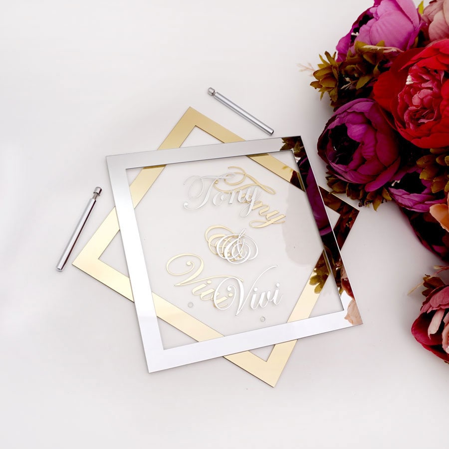 Custom Wedding Bride Name Mirror Frame Acrylic Mirrored | Etsy