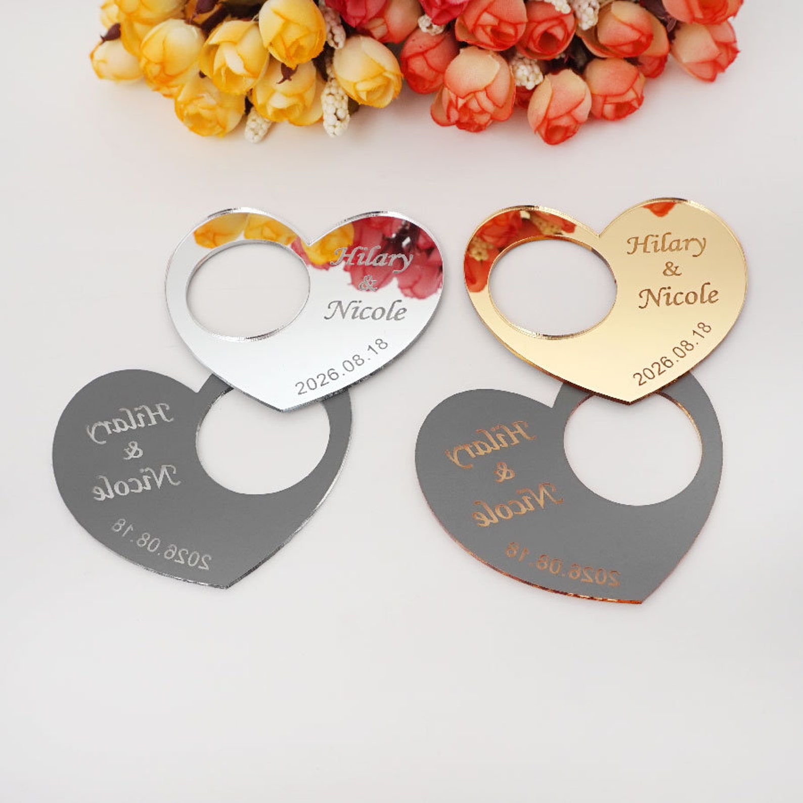 20pcs/Lot Personalized Acrylic Heart Shape Custom Couple Name | Etsy