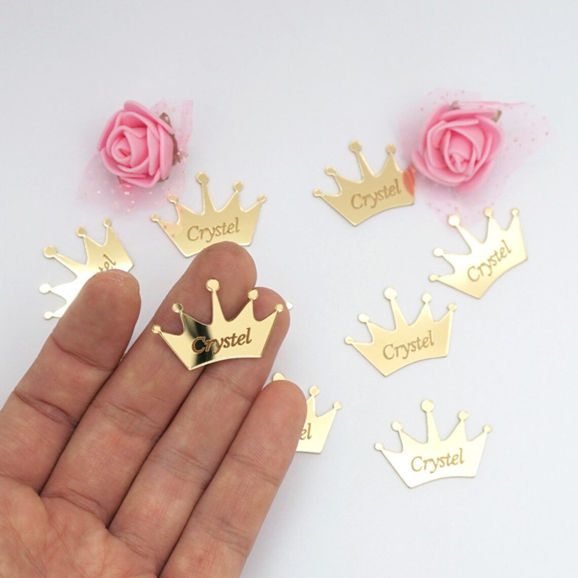 30pcs Small Crown Engrave Name Custom Acrylic Mirror Sticker - Etsy