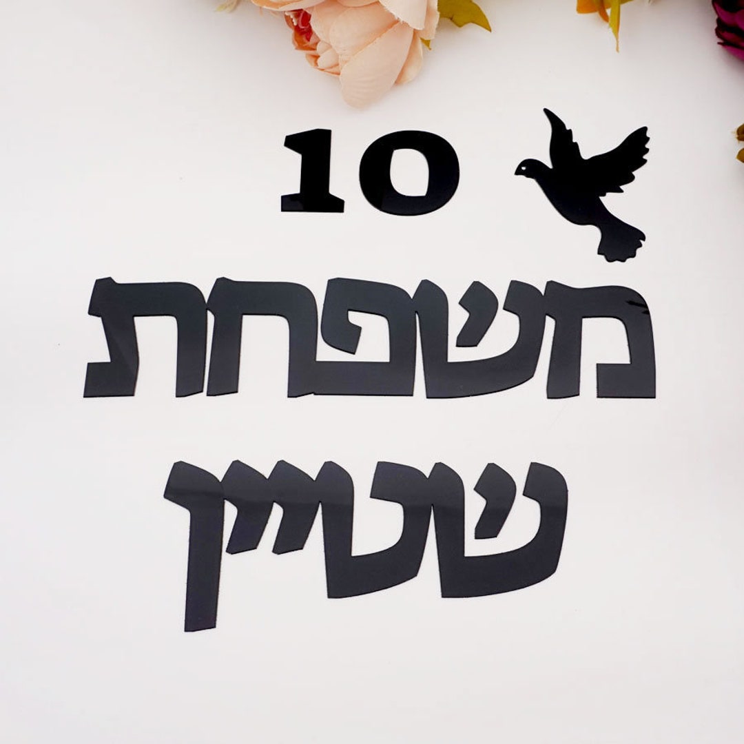 Custom Hebrew Name Sign: Acrylic Mirror Door Plaque, Bird Accent - Etsy