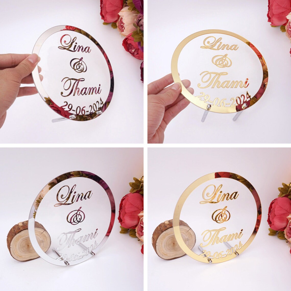 Custom Wedding Name and Date Personalized Round Mirror Frame - Etsy Canada