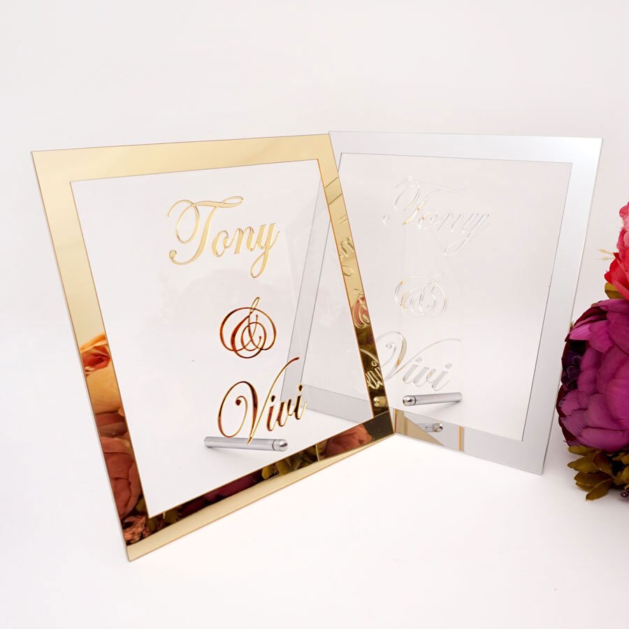 Custom Wedding Bride Name Mirror Frame Acrylic Mirrored | Etsy
