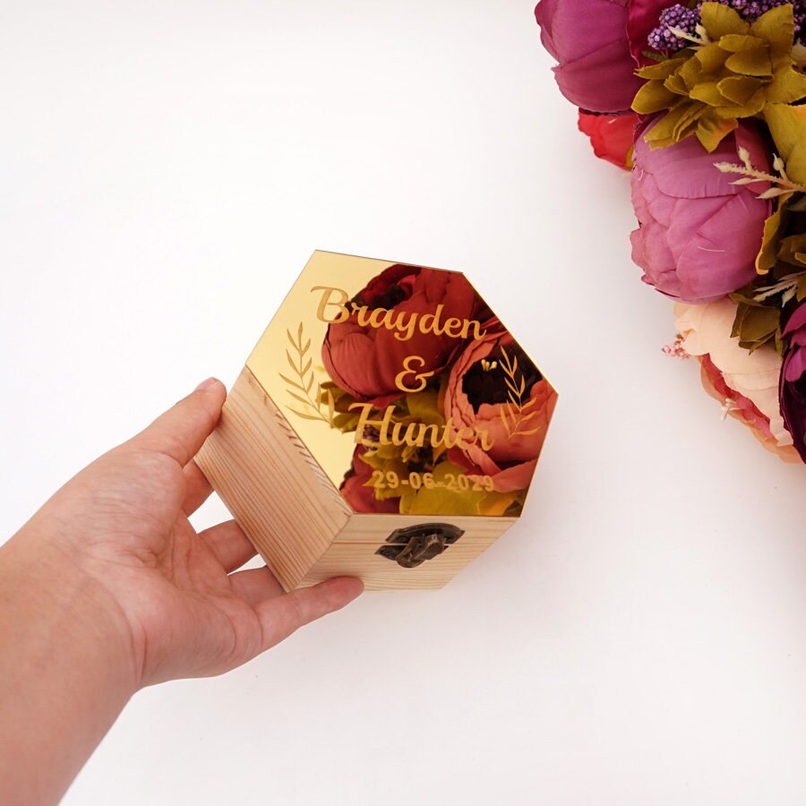 Hexagon Shape Box With Mirror Cover Custom Name Party Gift | Etsy