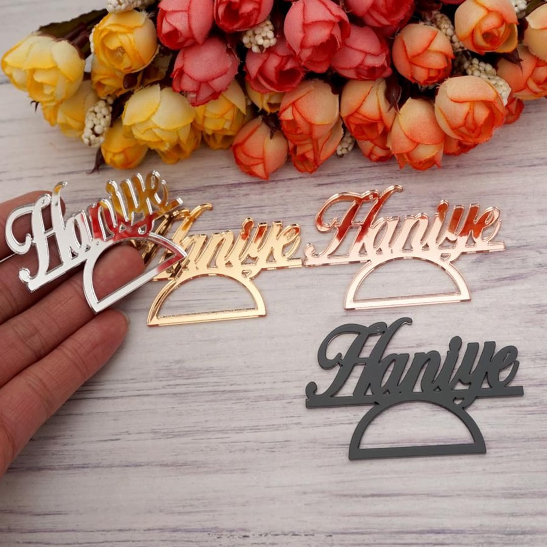 20pcs Personalized Acrylic Name Cards Napkin Ring Custom Name Sign ...