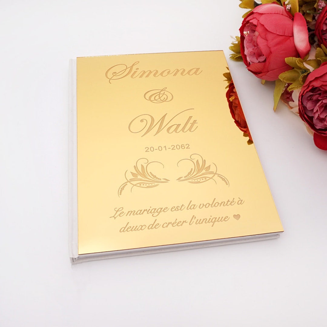 Personalized Acrylic Mirror Wedding Guest Book, Custom Names & Date - Etsy