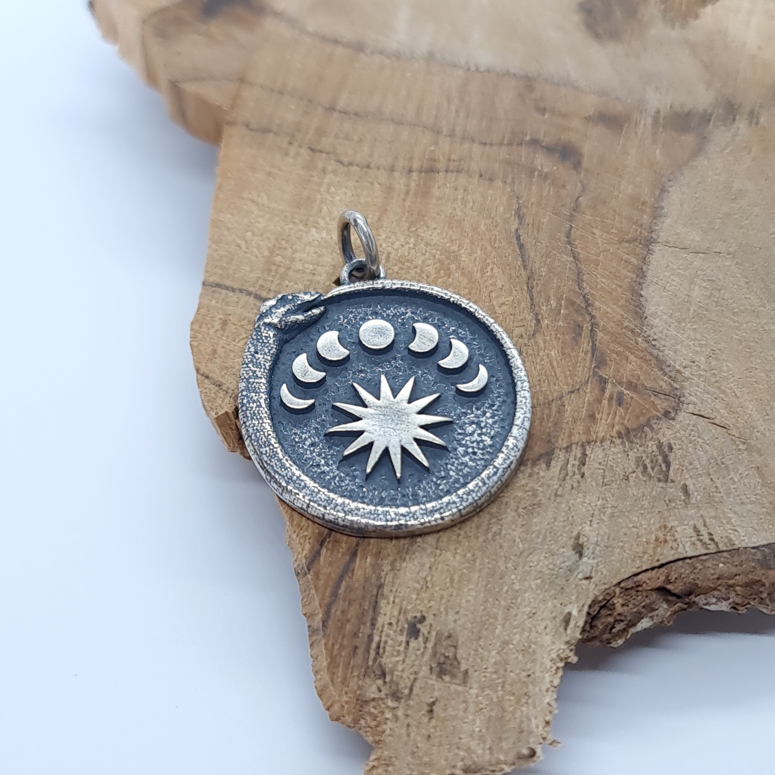 Silver Ouroboros Talisman Necklace | Unisex Mystical Amulet With Snake ...