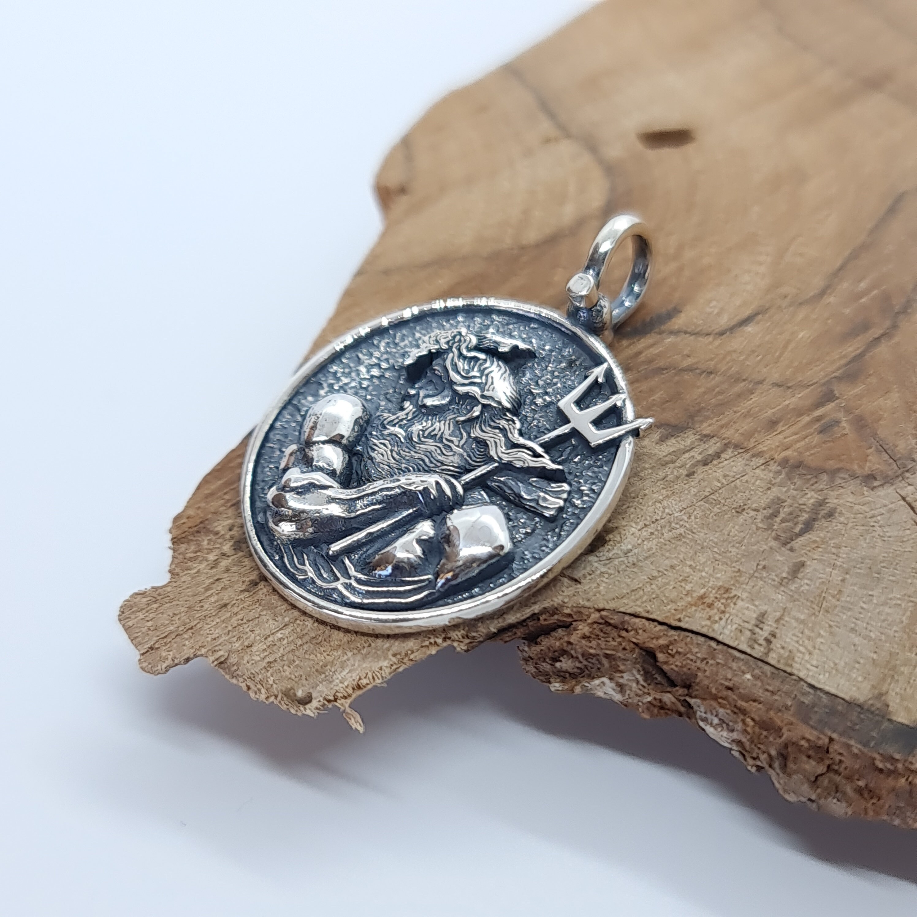 Silver Poseidon Necklace | Greek Myth God Poseidon Pendant, Greek ...