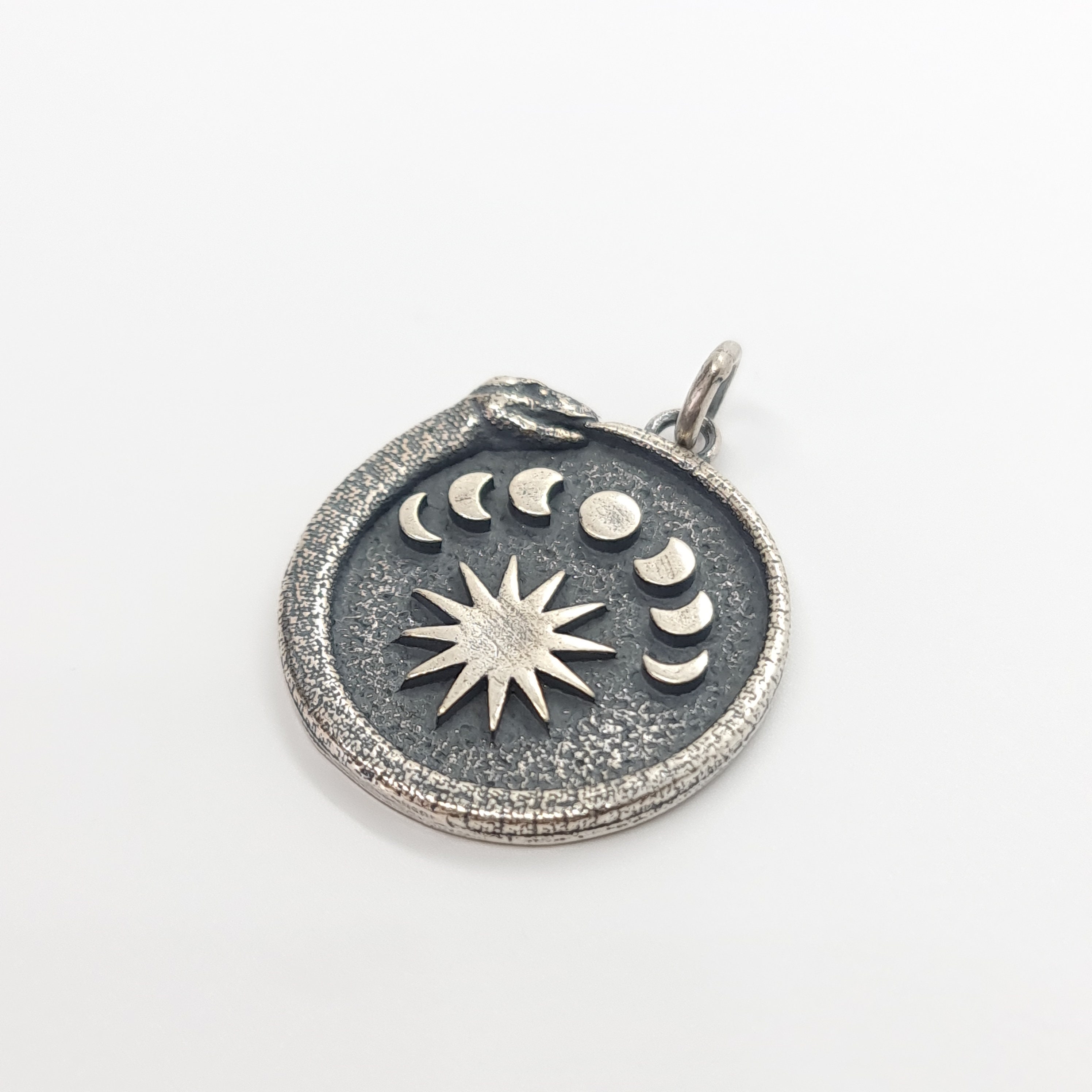 Silver Ouroboros Talisman Necklace | Unisex Mystical Amulet With Snake ...