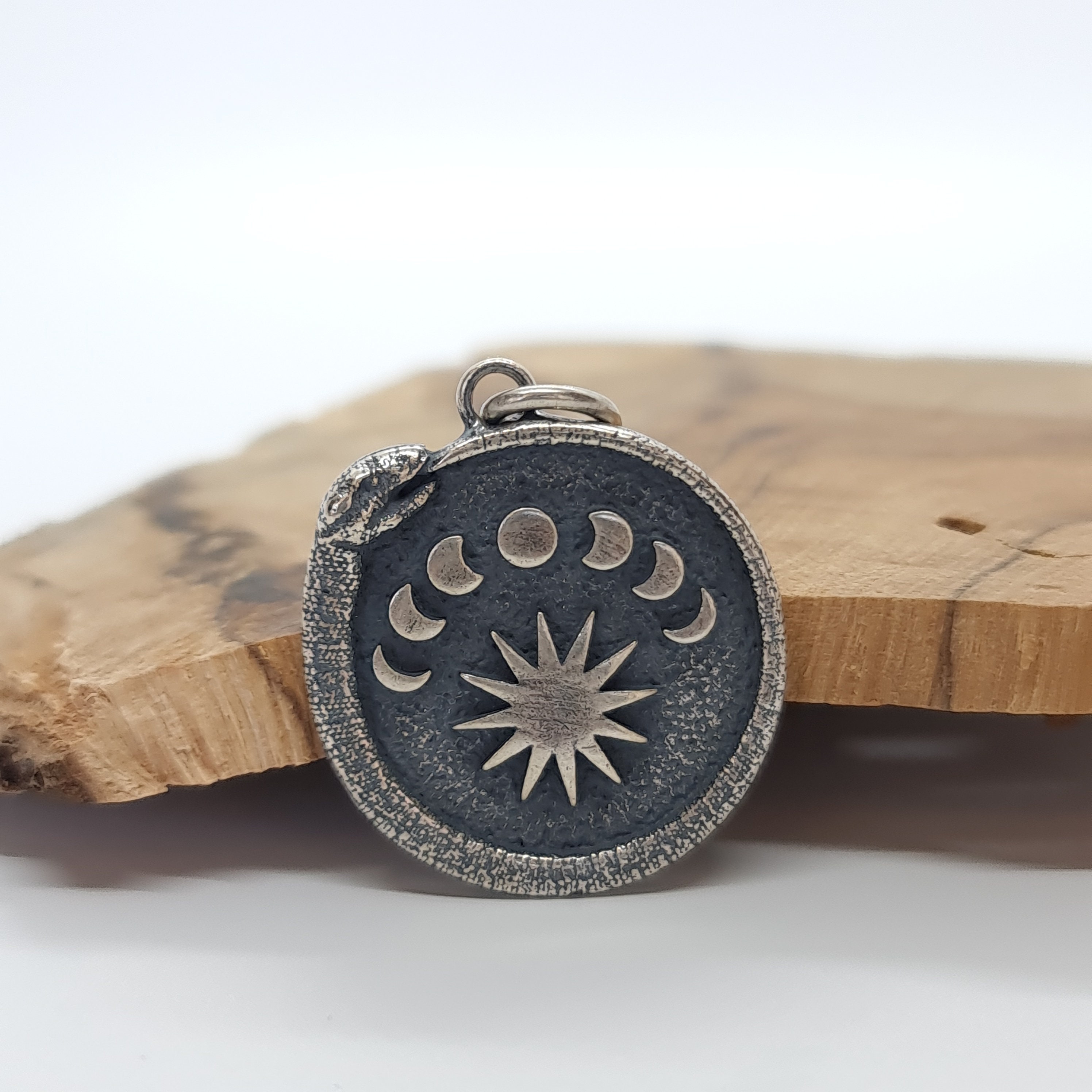 Silver Ouroboros Talisman Necklace | Unisex Mystical Amulet With Snake ...
