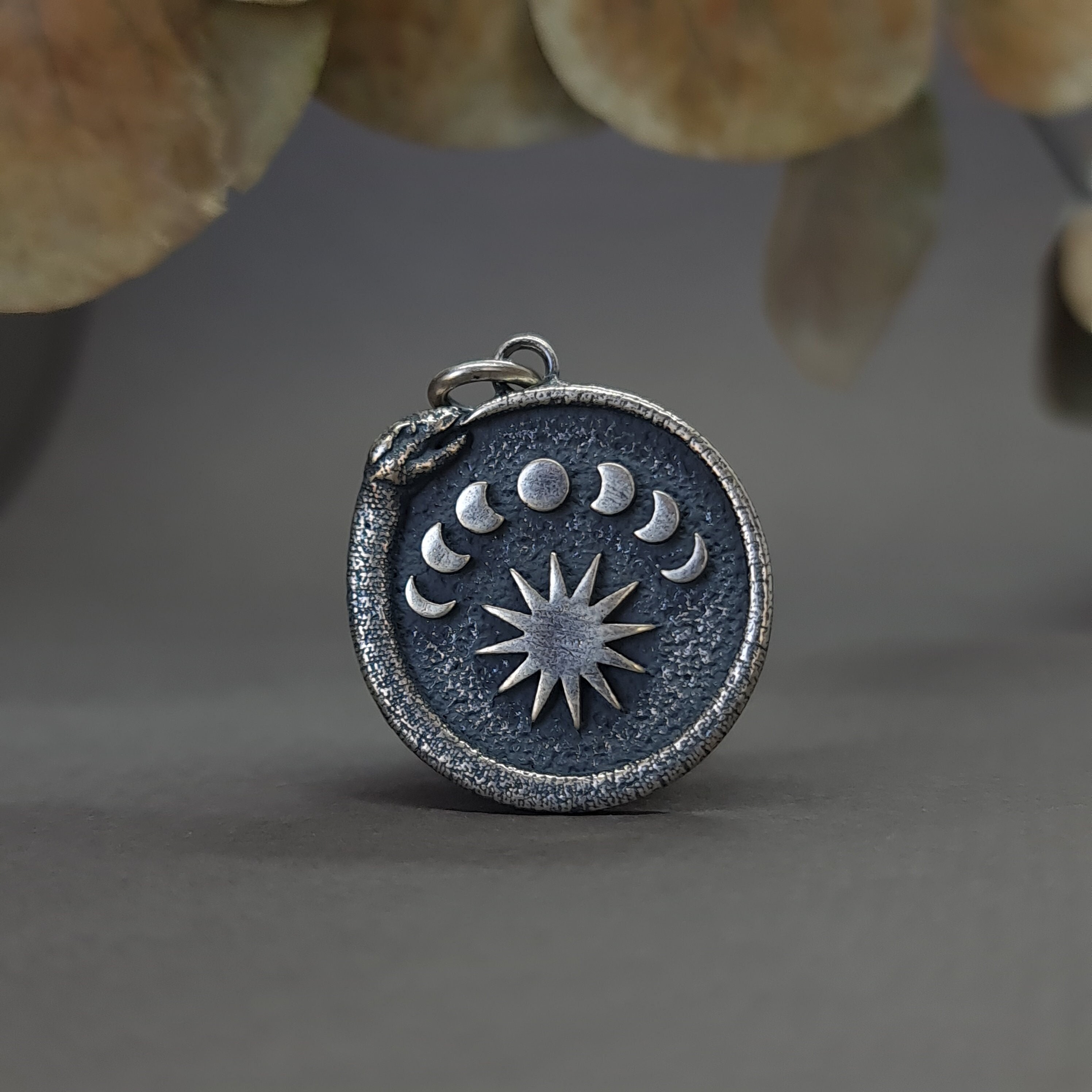 Silver Ouroboros Talisman Necklace | Unisex Mystical Amulet With Snake ...