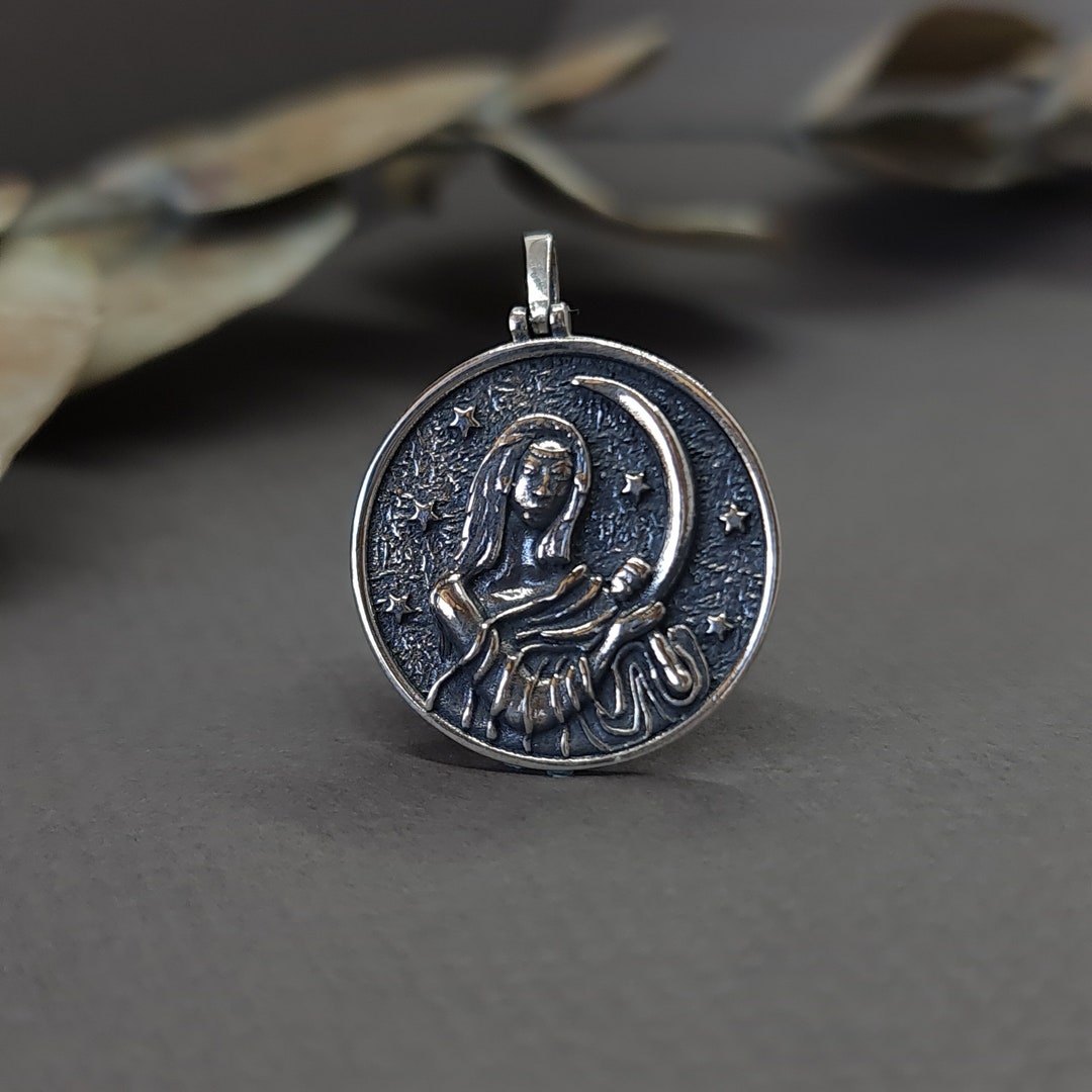 Silver Selene Necklace | Greek Myth Goddess Selene Pendant, Queen of ...