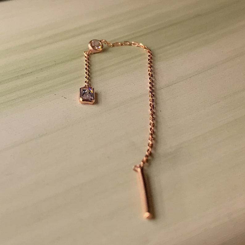 Minimal Ear Chain Earring, Threader Earring, Simple Ear Chain ...