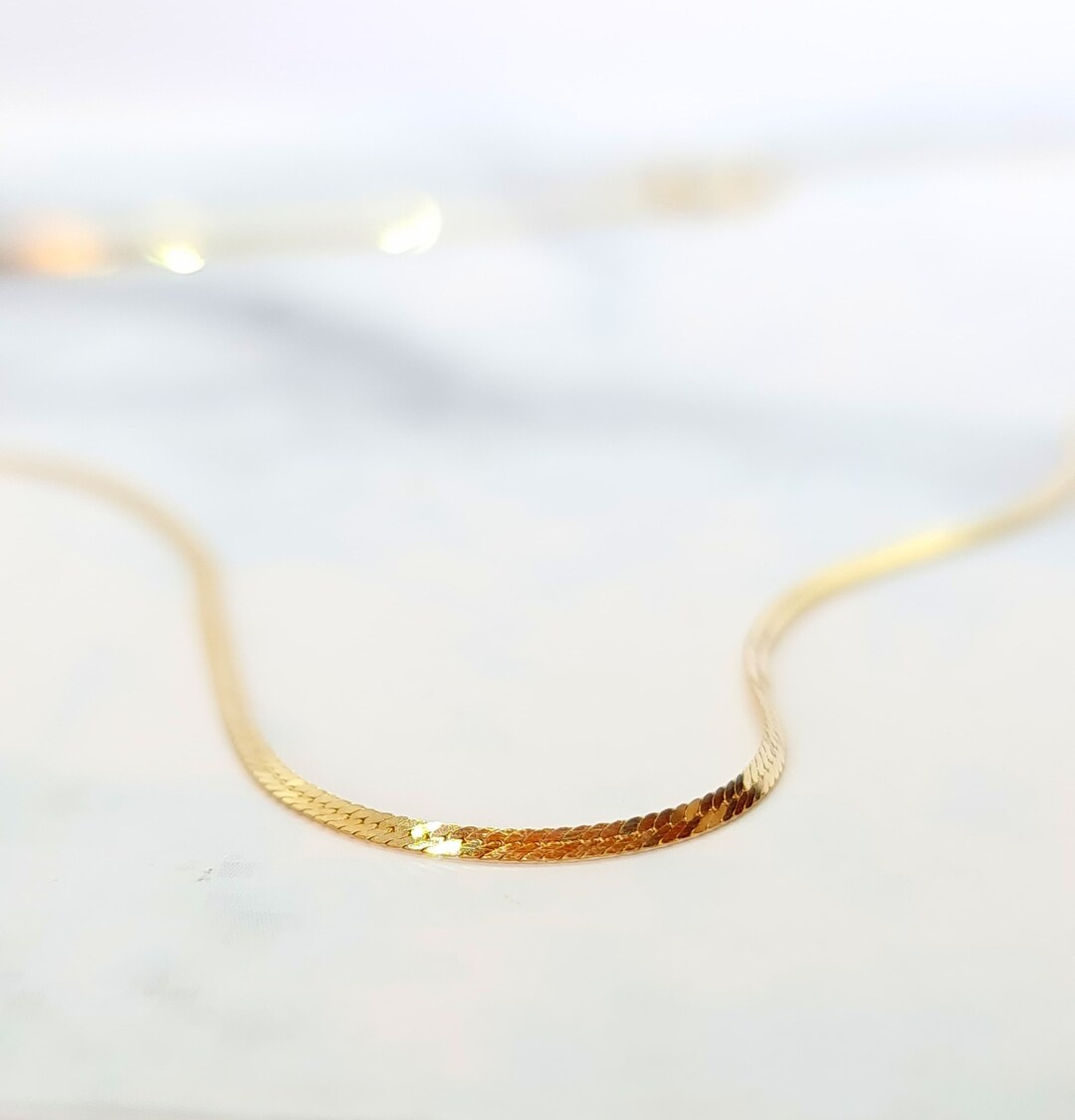 Dainy Flat Necklace, Flat Gold Necklace, Minimal Flat Necklace, Minimal ...