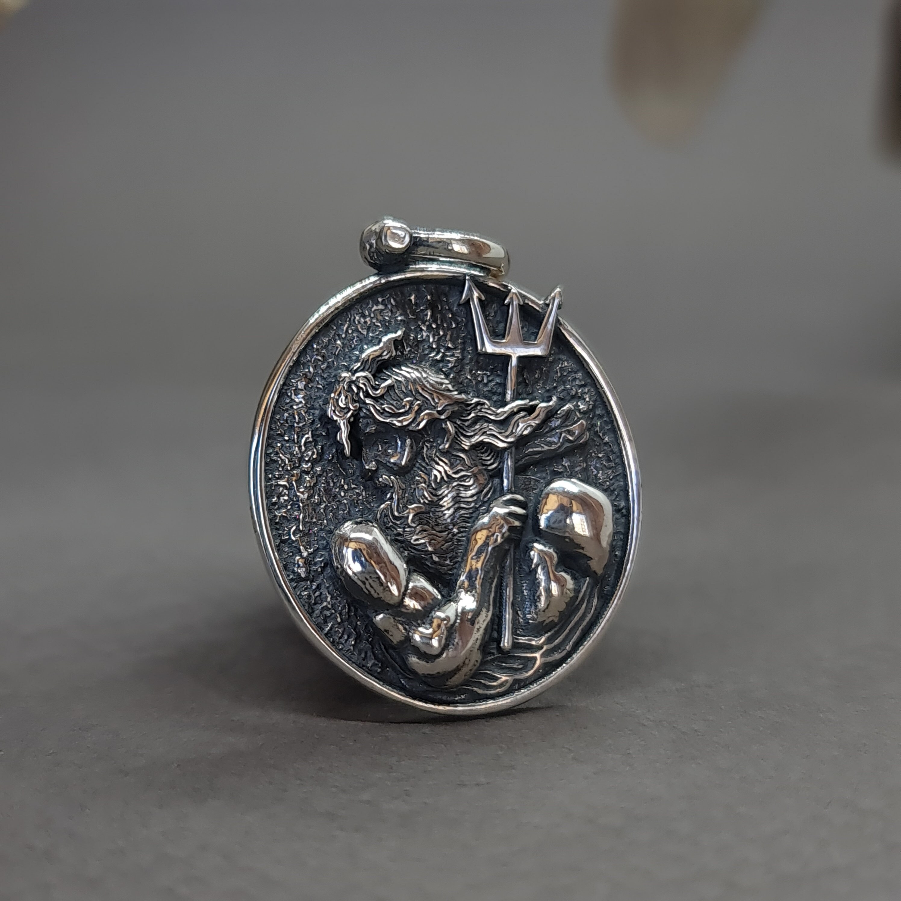 Silver Poseidon Necklace | Greek Myth God Poseidon Pendant, Greek ...