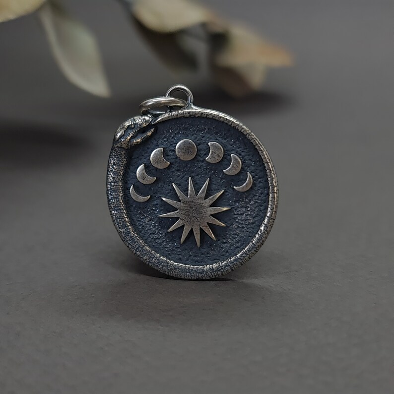 Silver Ouroboros Talisman Necklace | Unisex Mystical Amulet With Snake ...