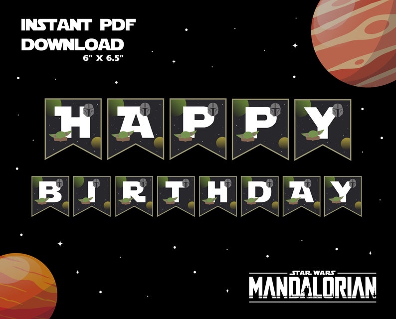The Mandalorian / Grogu / Baby Yoda / Birthday Banner / Ready to Print ...