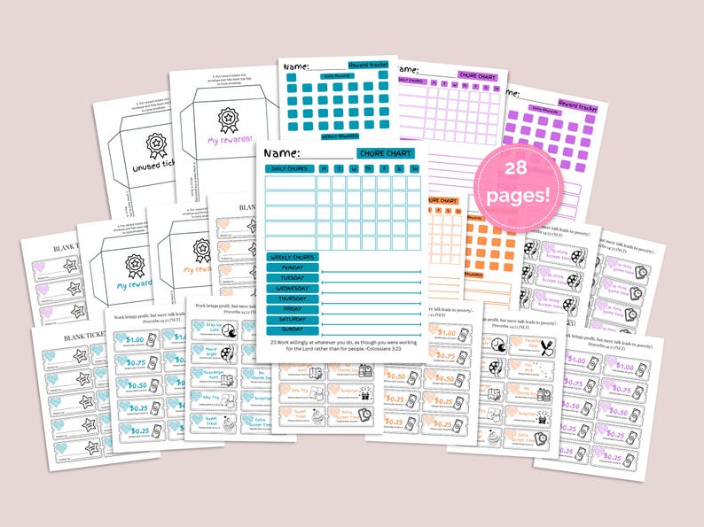 Complete Chore Chart System for Kids Daily and Weekly Chores and ...