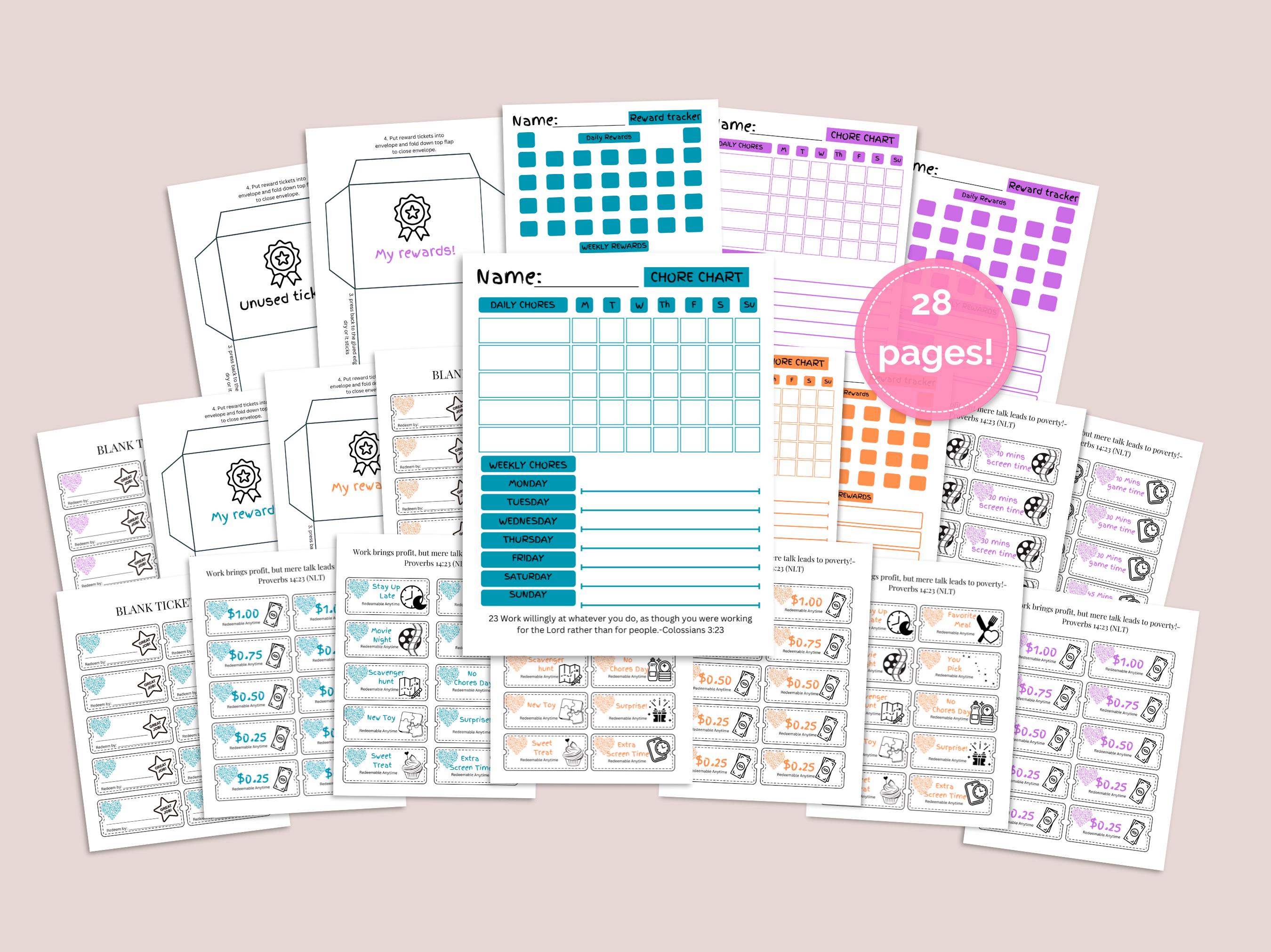 Complete Chore Chart System for Kids Daily and Weekly Chores and ...