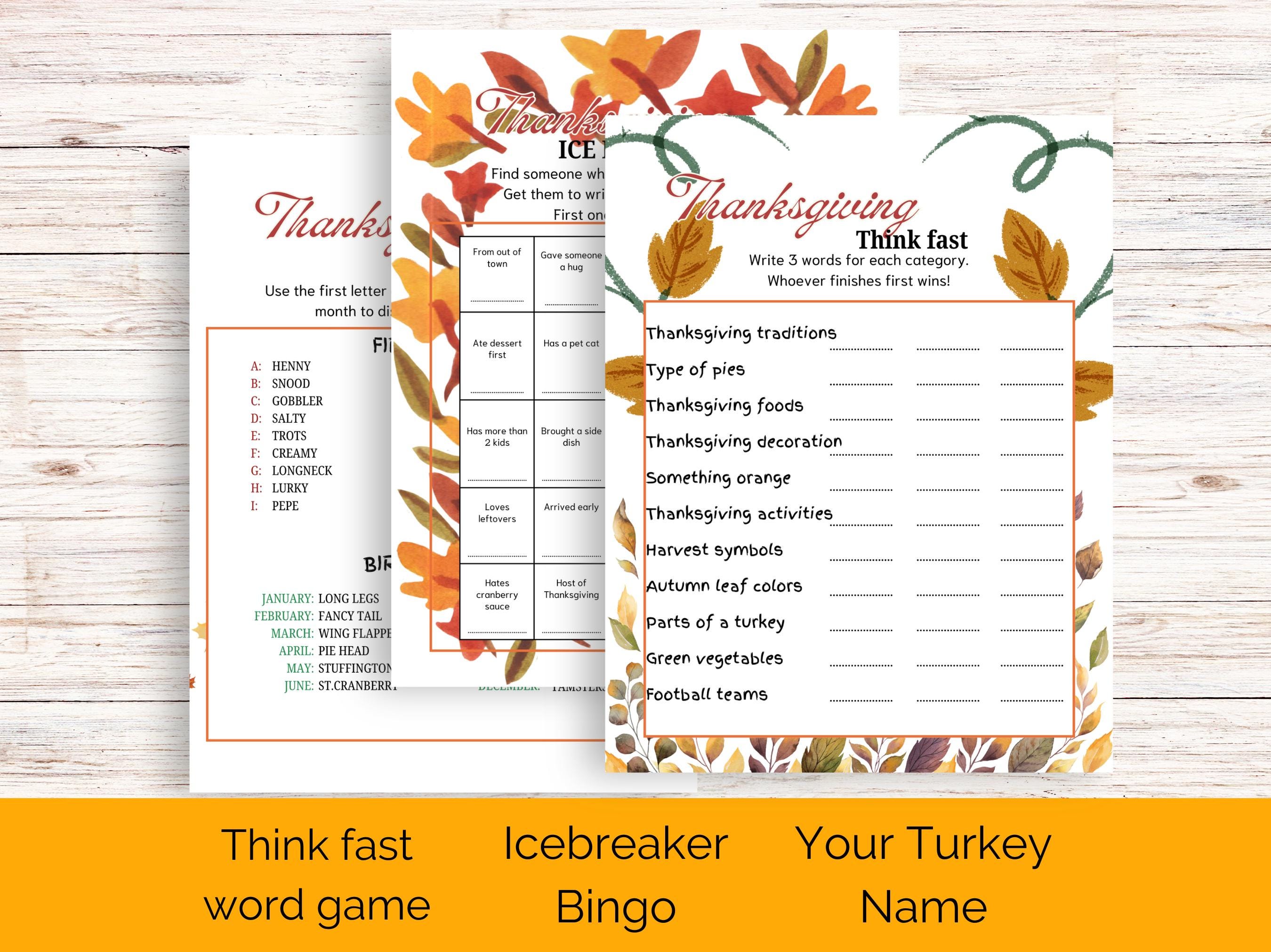 Thanksgiving Printable Games Selfie Scavenger Hunt Party Games 12 Game ...