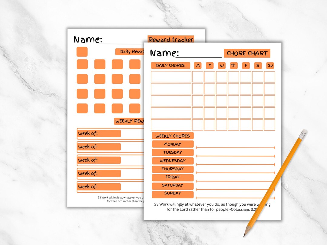 Complete Chore Chart System for Kids Daily and Weekly Chores and ...