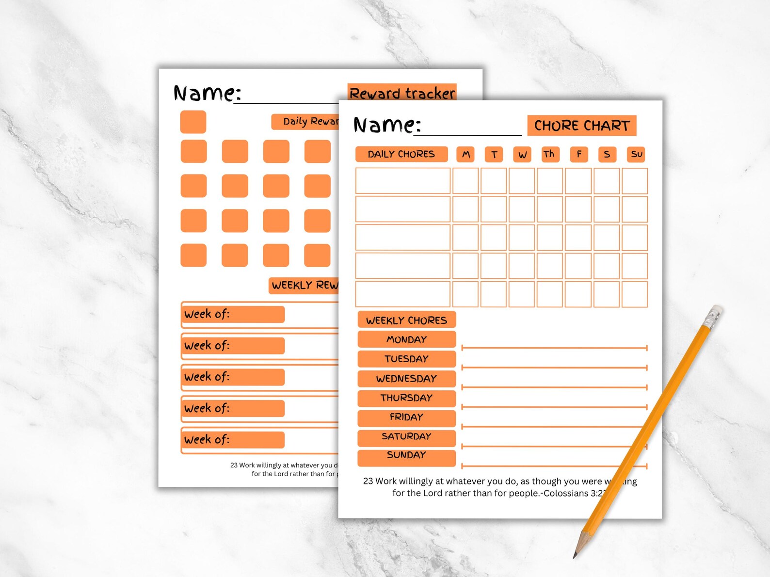 Complete Chore Chart System for Kids Daily and Weekly Chores and ...