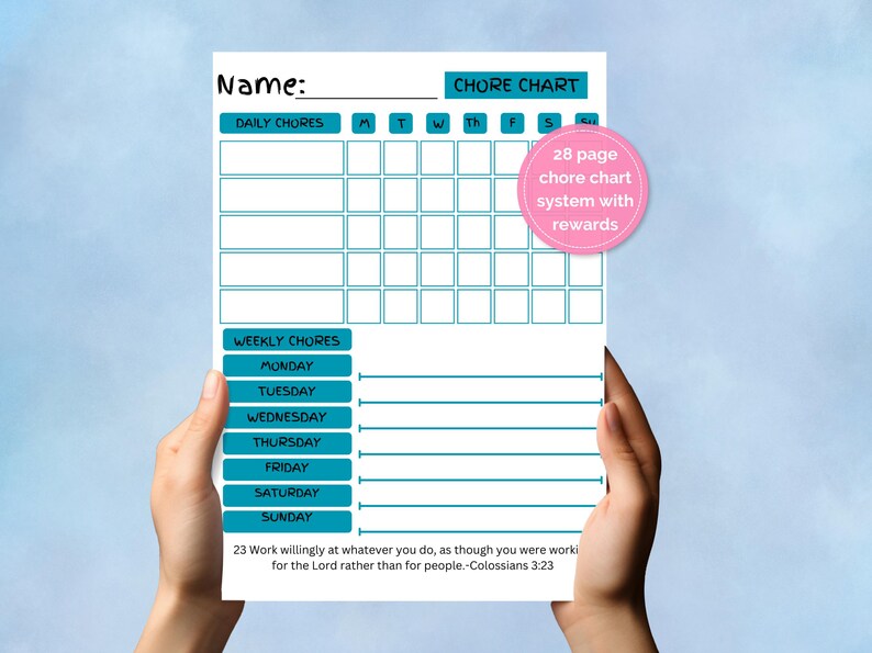 Complete Chore Chart System for Kids Daily and Weekly Chores and ...