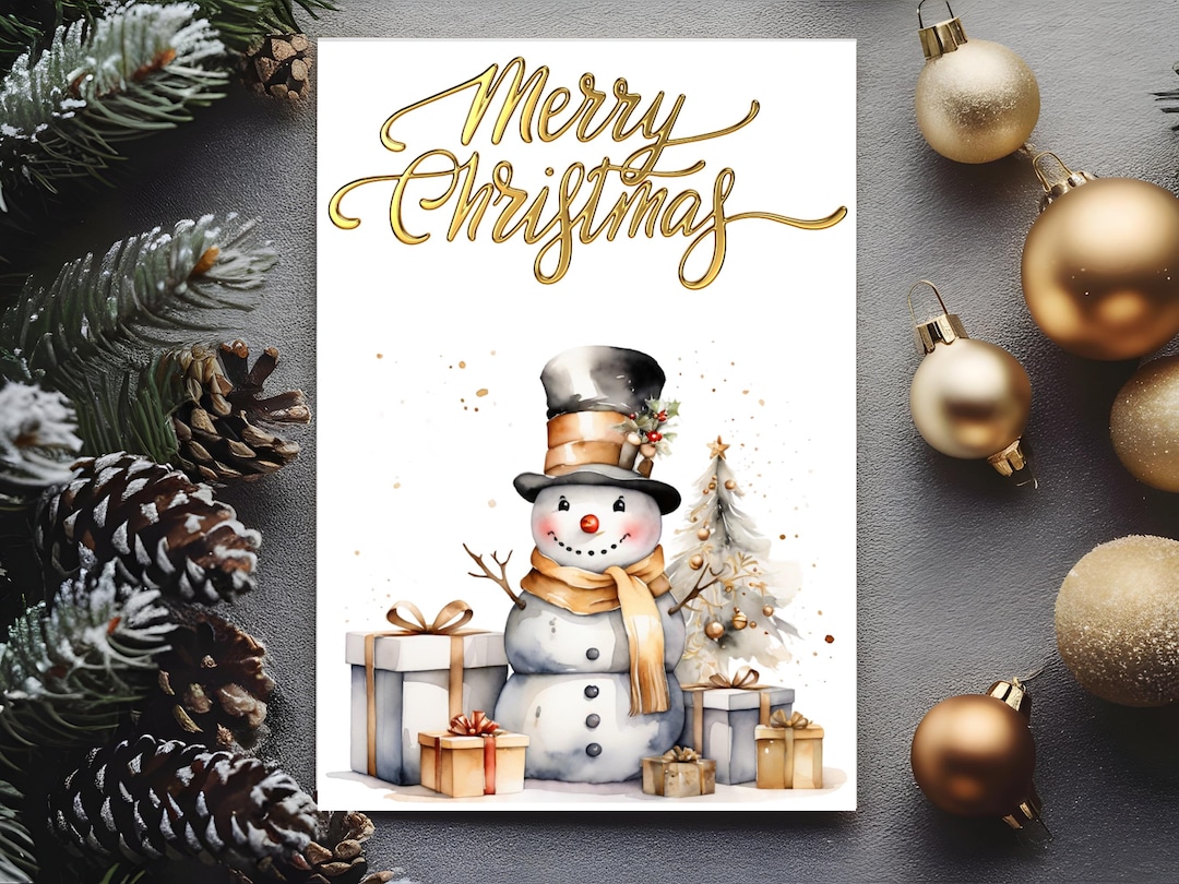Printable Snowman Christmas Card Christmas Snowman Christmas Digital ...