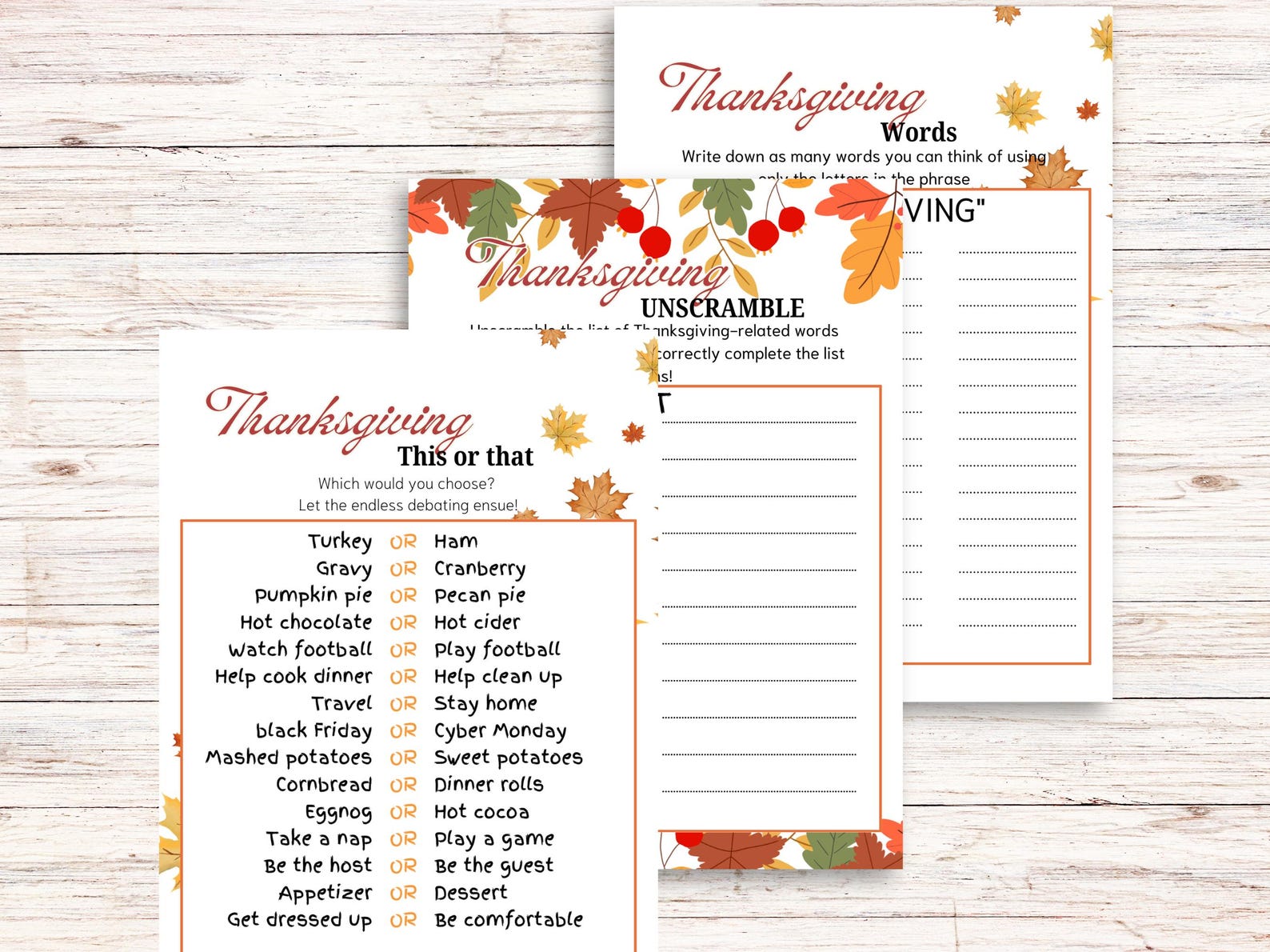 Thanksgiving Printable Games Selfie Scavenger Hunt Party Games 12 Game ...