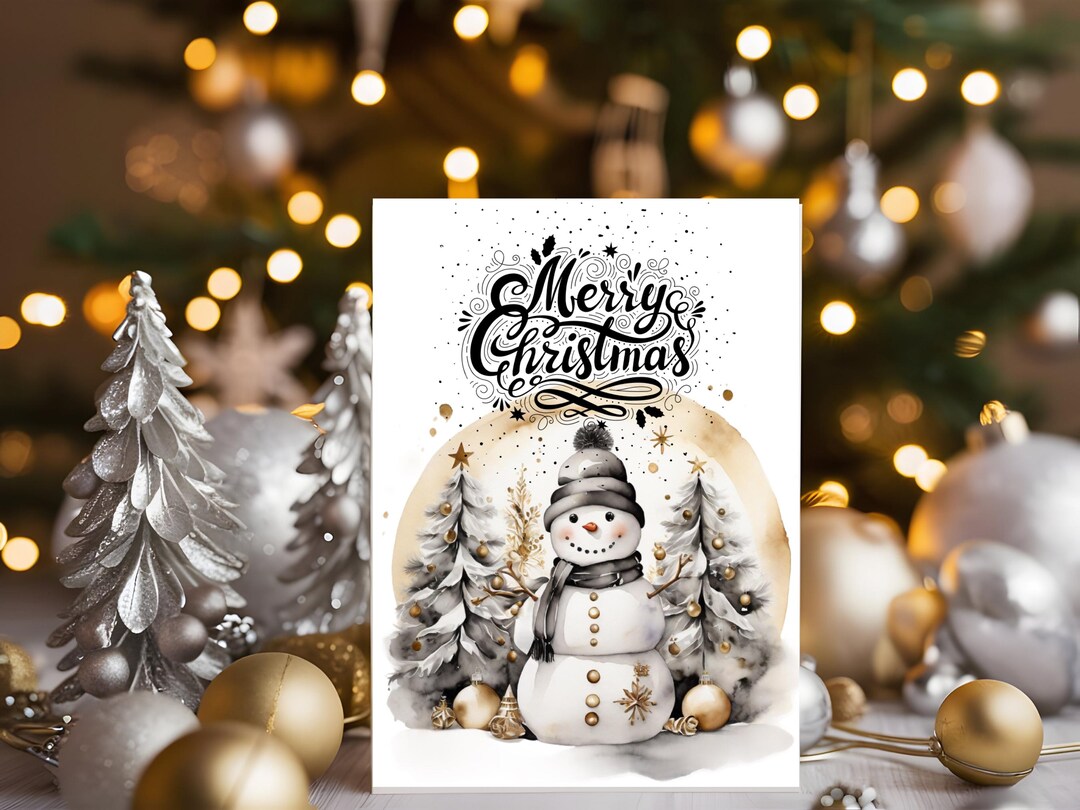 Printable Snowman Christmas Card Christmas Snowman Christmas Digital ...