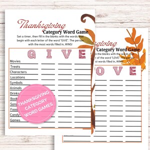 Thanksgiving Printable Games Selfie Scavenger Hunt Party Games 12 Game ...
