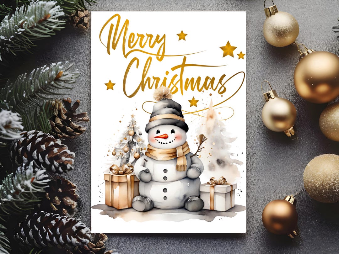 Printable Snowman Christmas Card Christmas Snowman Christmas Digital ...