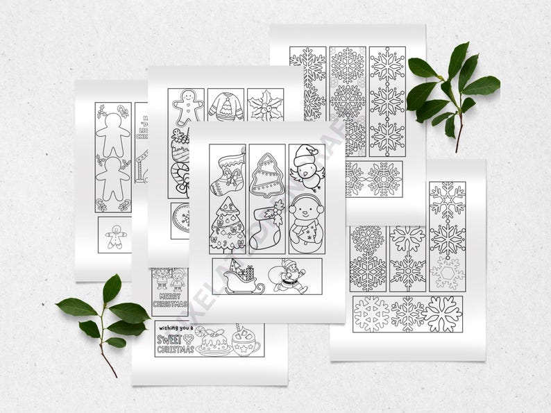 Printable Christmas Coloring Bookmarks: DIY Holiday Activity (PDF) - Etsy