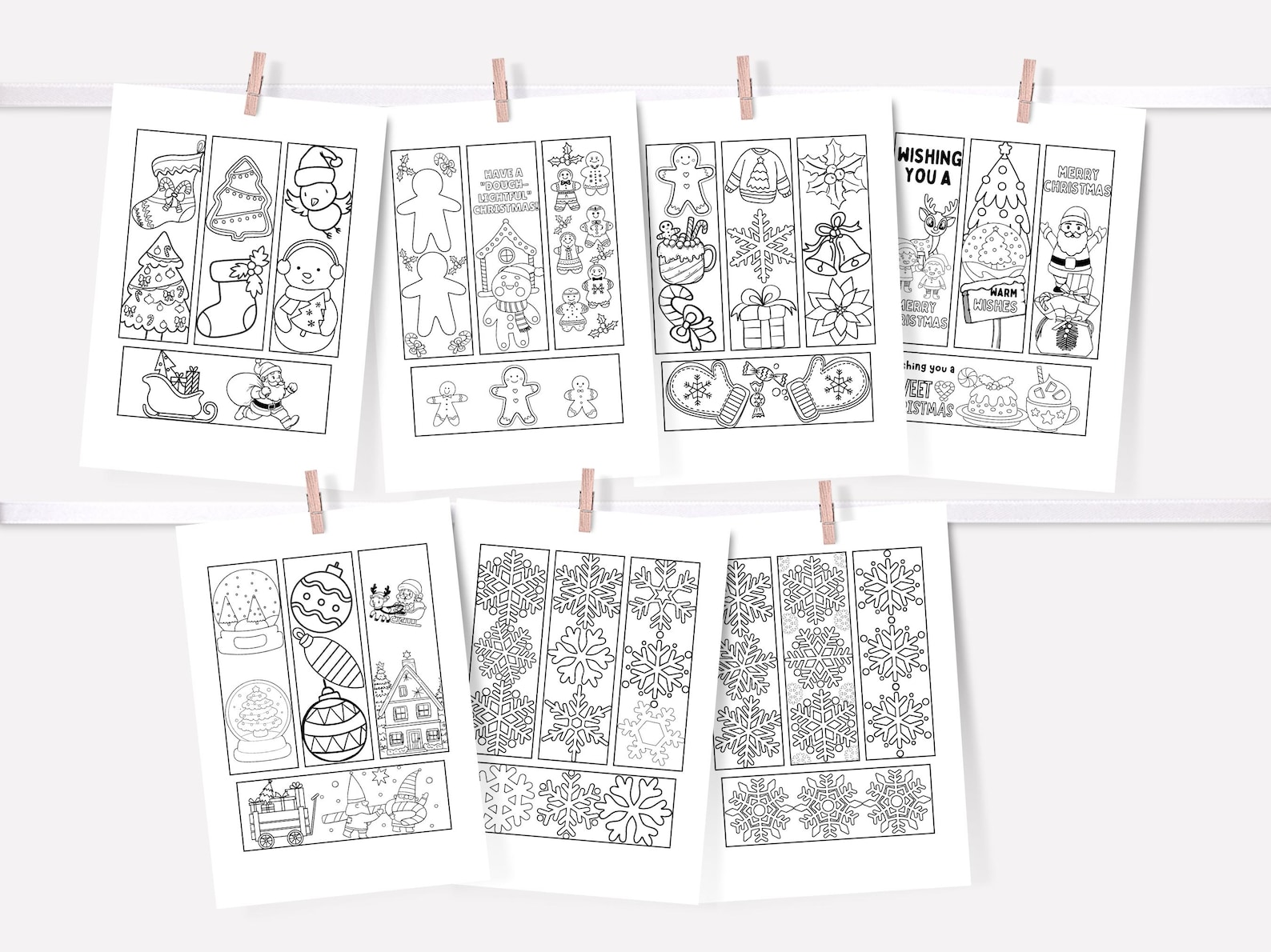 Printable Christmas Coloring Bookmarks: DIY Holiday Activity (PDF) - Etsy
