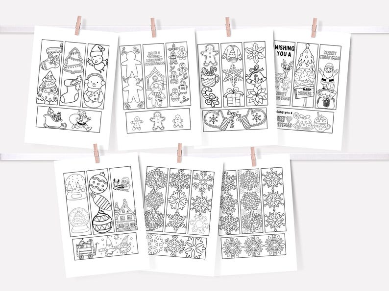 Printable Christmas Coloring Bookmarks: DIY Holiday Activity (PDF) - Etsy