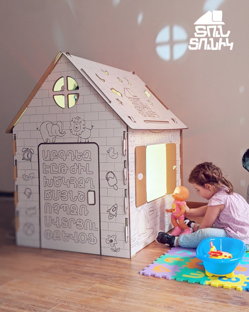 Tun-tunik Large Cardboard House for Kids With Numbers - Etsy