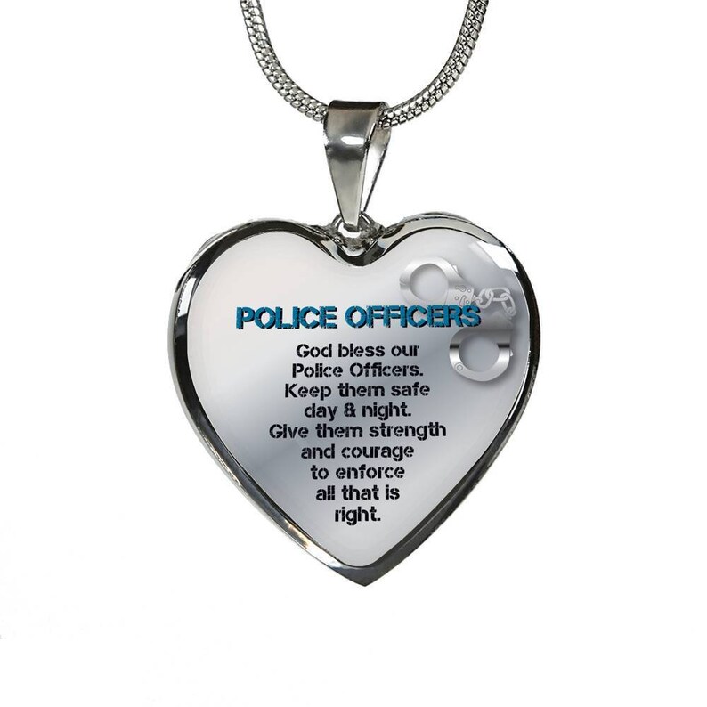 God Bless Our Police Officers Heart Necklace, Female Police Officer ...