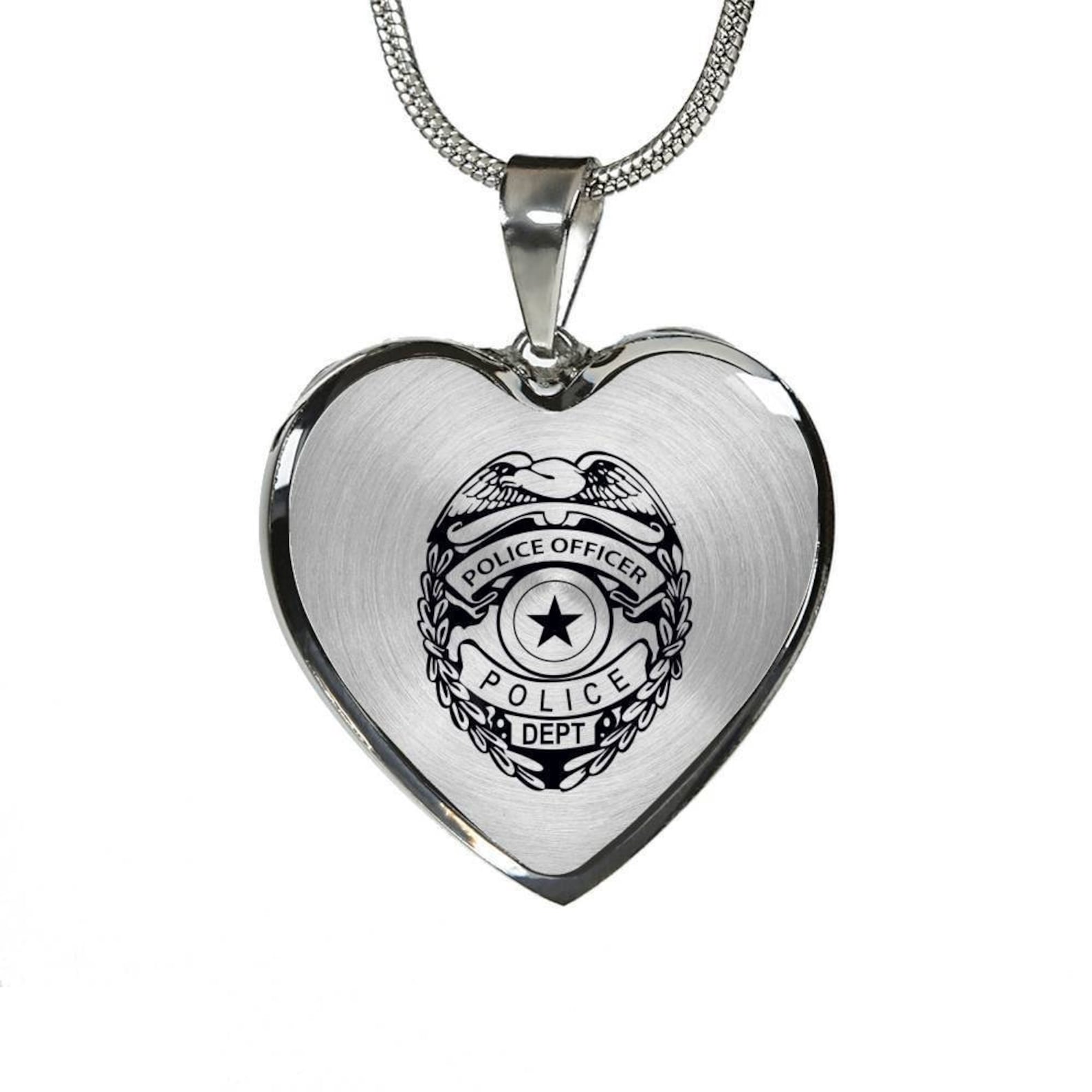 Police Officer Badge Charm Necklace Friendship Gift Sterling - Etsy