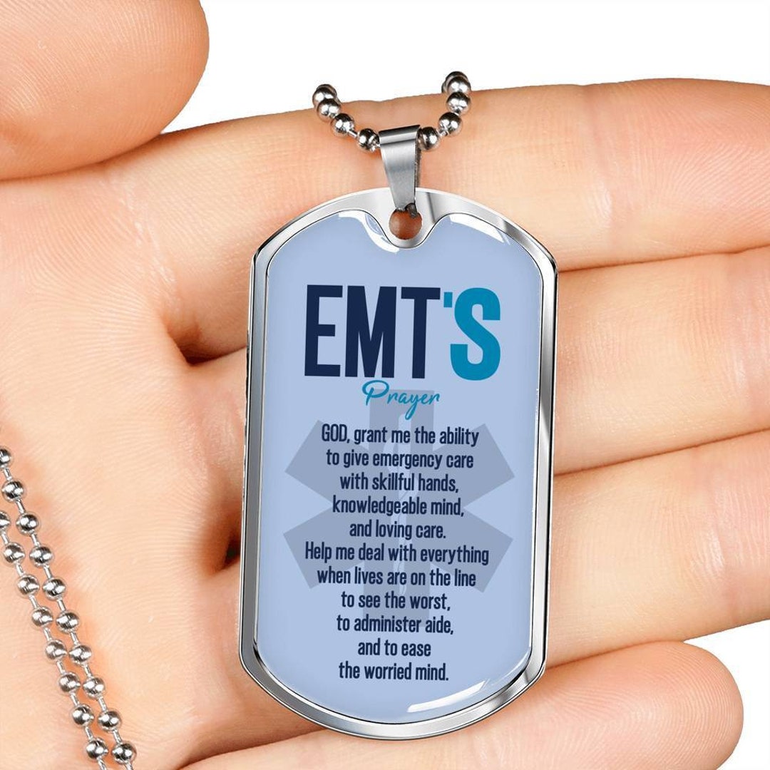 EMT Prayer Dog Tag, EMT Necklace, EMT Gift, Necklace, Gift, Paramedic ...