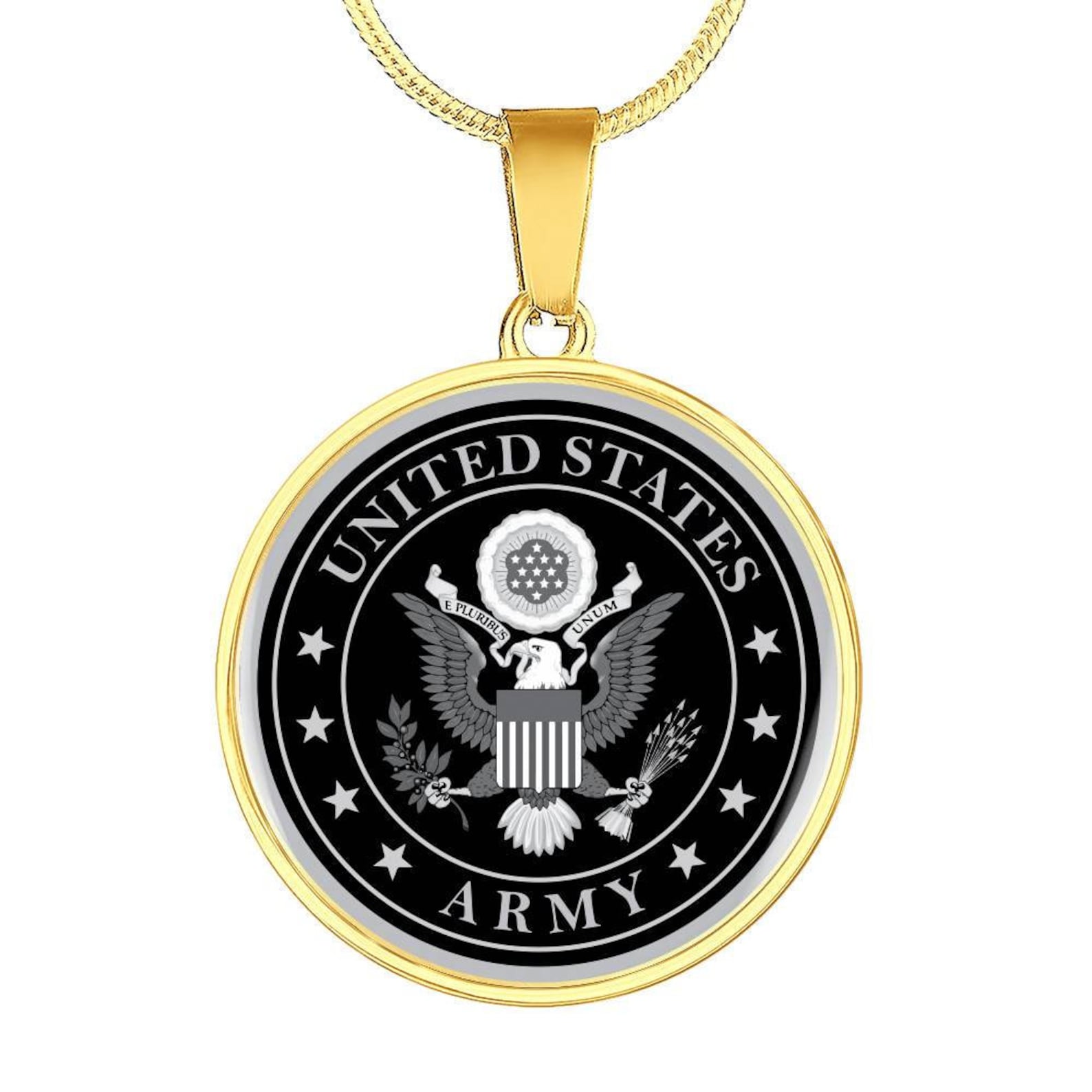 Military Gold Necklace, US Army Necklace, Military Jewelry, Army ...
