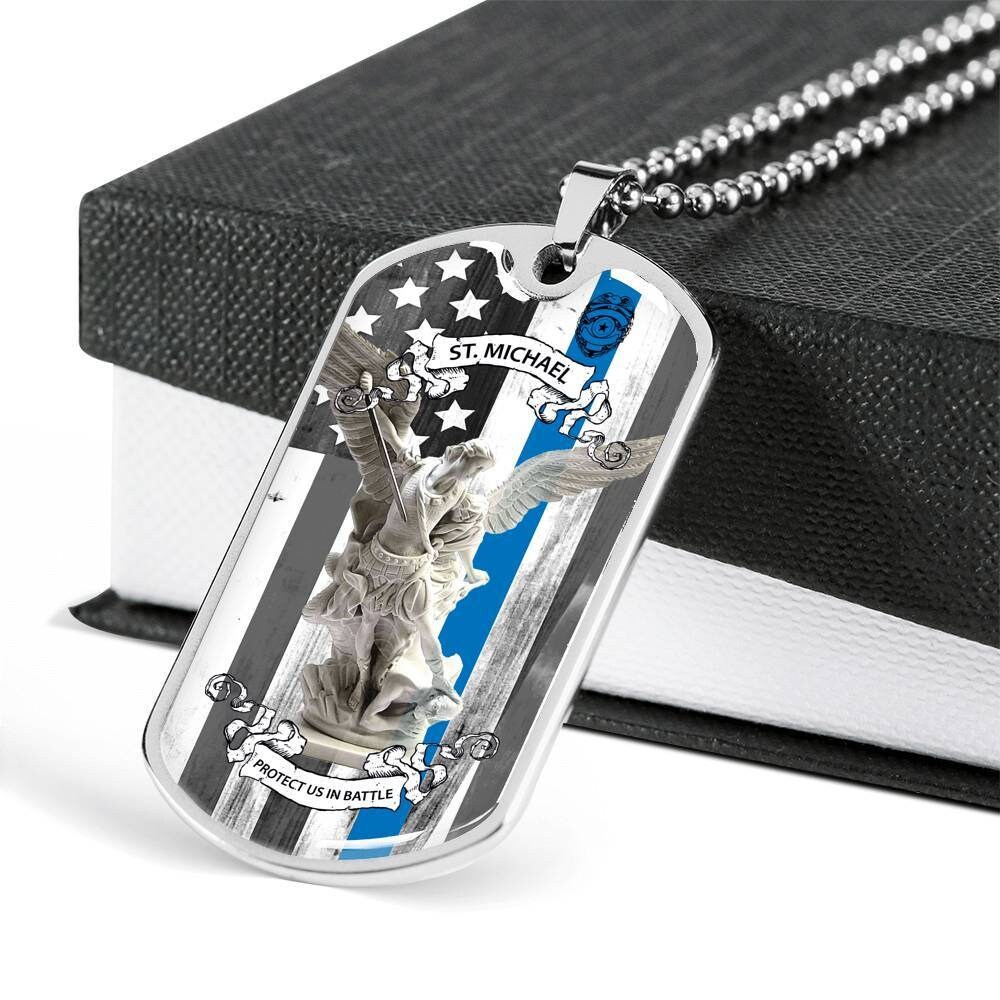 St Michael Protect Us in Battle Police Stainless Dog Tag, Police ...