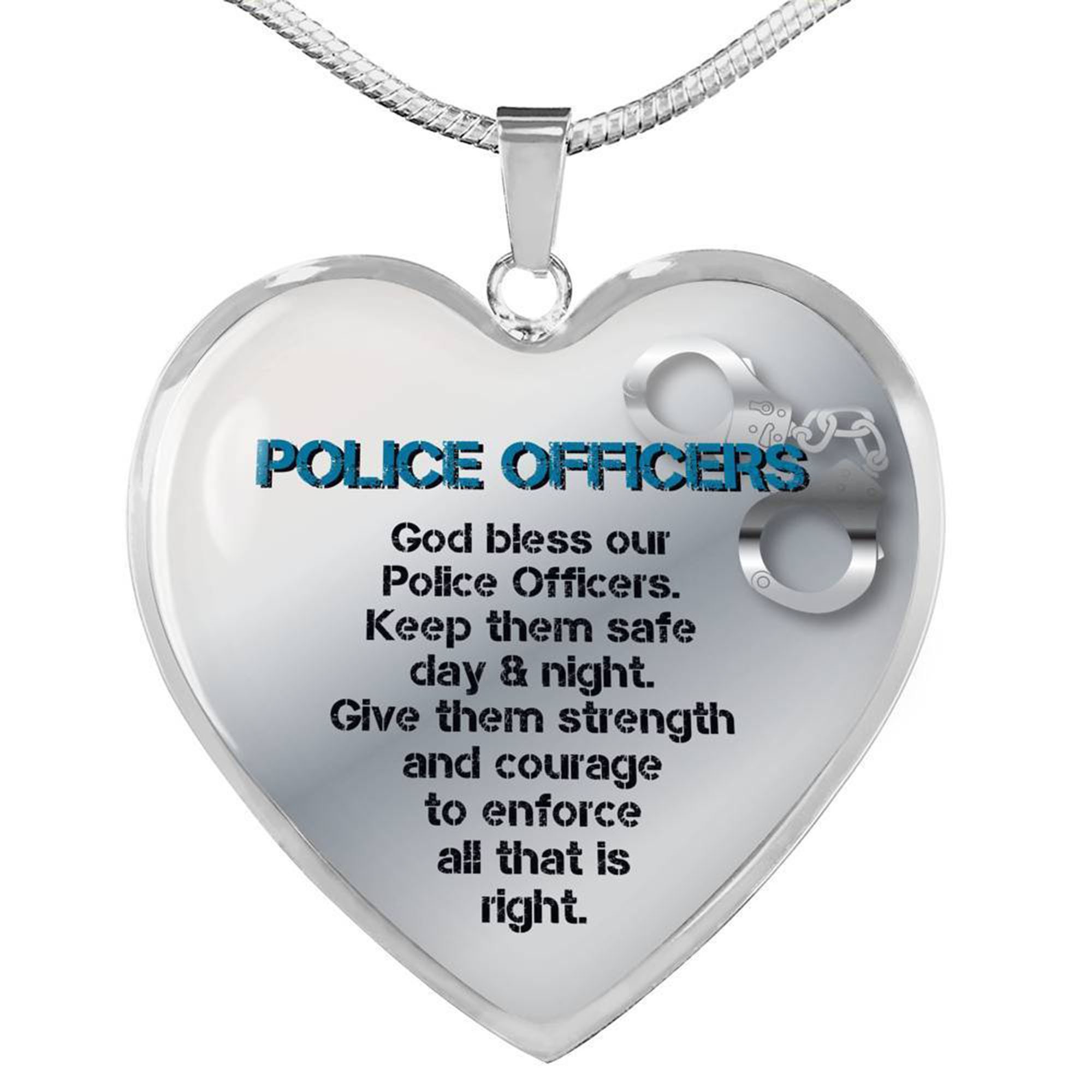 God Bless Our Police Officers Heart Necklace, Female Police Officer ...